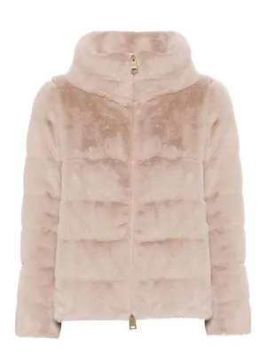 Herno Faux-Fur Zipped Jacket Neutrals