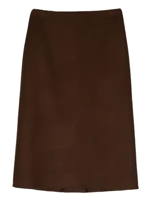 Ermanno Scervino Double Wool Pencil Skirt - Brown