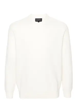 Emporio Armani Crew-neck Virgin Wool Jumper - White