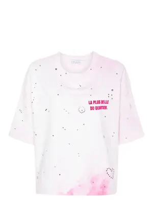 LOULOU Crystal-embellished T-shirt - Pink