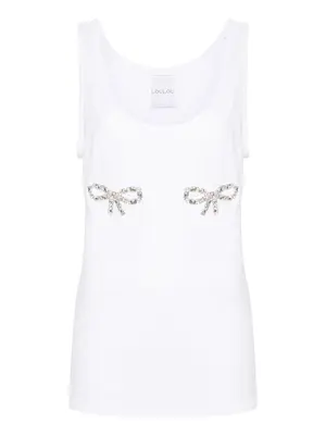 LOULOU Crystal-embellished Bow Tank Top - White