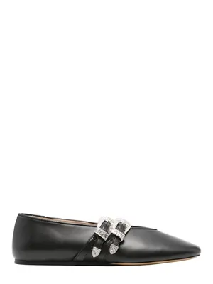 Le Monde Beryl Claudia Leather Ballerinas - Black