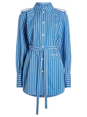 PATOU Striped Mini Shirt Dress - Blue
