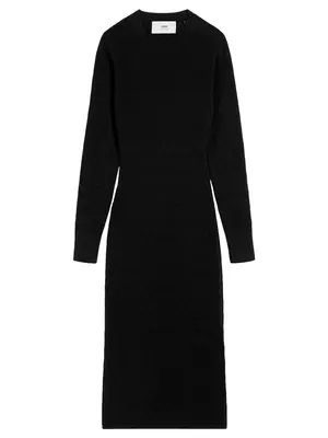 Ami Pointelle Knit Midi-dress - Black