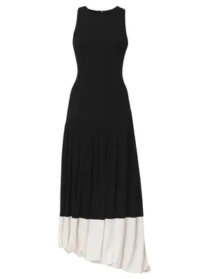 Victoria Beckham Colorblocked Jersey Midi Dress - Black