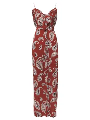 Rabanne Paisley Jersey Long Dress - Red