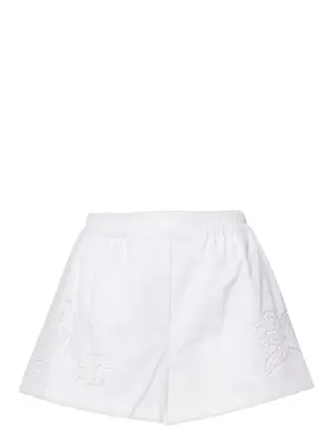 Versace Sangallo Embroidered Cotton Poplin Shorts - White