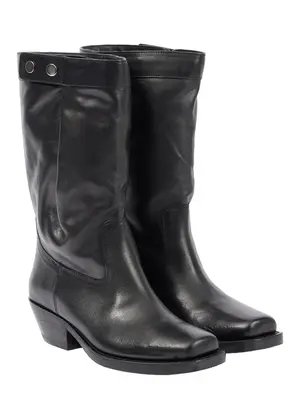 Isabel Marant Ademe Leather Cowboy Boots - Black