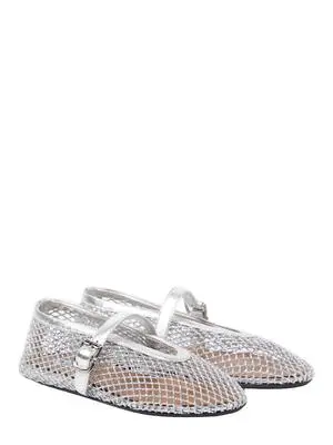 Alaïa Metallic Fishnet Mary Jane Flats - Silver