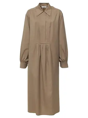 JIL SANDER Wool Shirt Dress - Brown