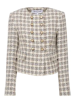 Veronica Beard Bentley Checked Tweed Jacket - White