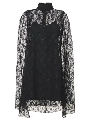 RODARTE Caped Floral Lace Minidress - Black