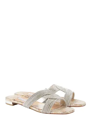 AQUAZZURA Aquazzura Gatsby Embellished Slides Gold