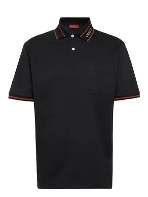 Gucci Cotton-blend Piqué Polo Shirt - Black