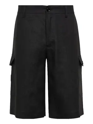 Dolce & Gabbana Linen Cargo Shorts - Black