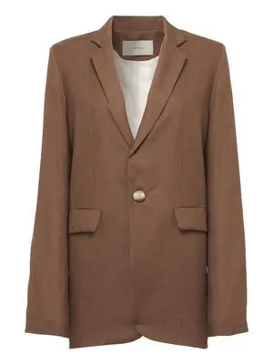 Asceno ASCENO Azores Linen Blazer Brown