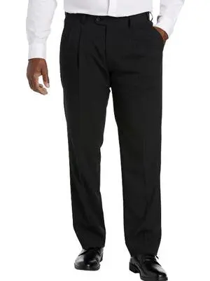 OAK HILL BY DXL Pleated Suit Trousers With Waist-relaxer - Charcoal