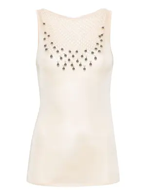 Rabanne Bead-embellished Knitted Top - Neutrals