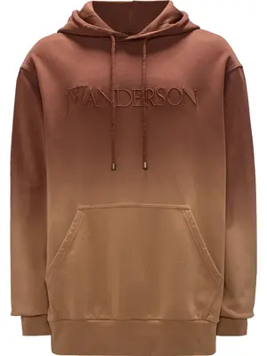 JW Anderson Logo-embroidered Gradient-effect Hoodie - Brown
