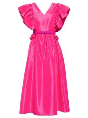 SAIID KOBEISY Ruffled Taffeta Midi Dress - Pink
