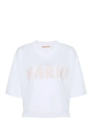 Marni Cropped Organic Cotton T-shirt - White