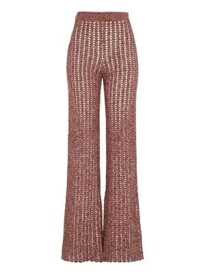 Escvdo Aija Crochet Flare Pants - Brown