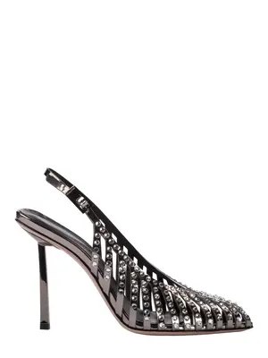 LE SILLA Crystal-embellished Cage Pumps - Silver