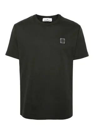 Stone Island Compass-patch Cotton T-shirt - Grey