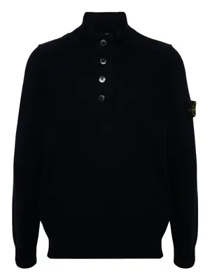 Stone Island Compass Badge Wool Blend Jumper - Blue