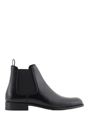 Giorgio Armani Antique-effect Leather Ankle Boots - Black