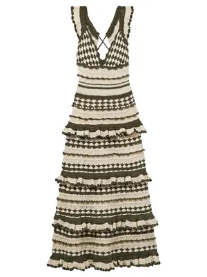Zimmermann Devi Ruffled Crocheted Cotton Midi Dress - Cream
