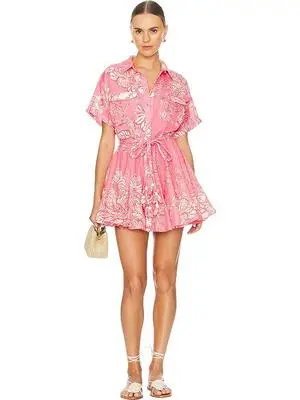 Hemant & Nandita Short Dress With Tie - Pink Floral