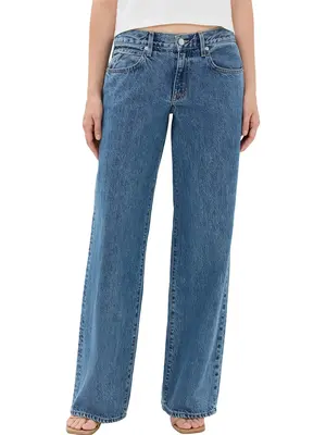 SLVRLAKE Lexi Low Rise Wide Leg Full Length Jeans - Satisfaction
