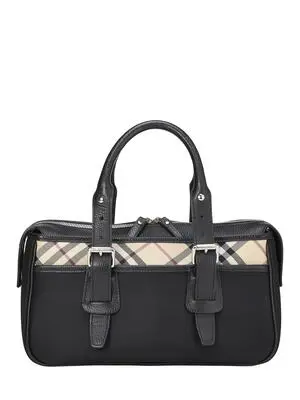 Burberry Nylon Check Satchel Handbag - Black