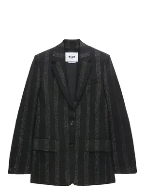 MSGM Striped Single-breasted Blazer - Black