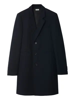 Burberry Single-breasted Wool Coat - Blue
