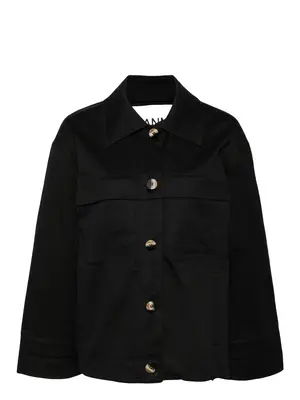 GANNI Knot-detail Canvas Shirt Jacket - Black