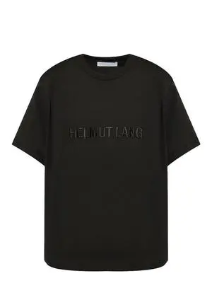 Helmut Lang Logo Embroidered Cotton T-shirt - Black