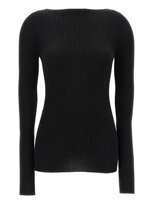 RICK OWENS Ribbed Wool Sweater With Back Cut-Out