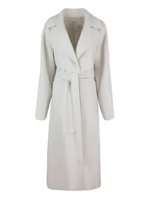 Max Mara Tie Detailed Coat Bianco Avorio
