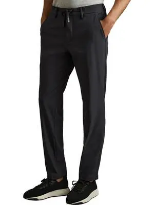 REISS Split Technical Trousers - Navy