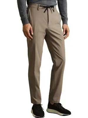 REISS Split Technical Trousers - Taupe Brown