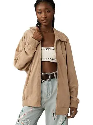 LAMARQUE Caden Oversized Suede Bomber Jacket - Sand