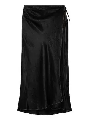 Acne Studios Wrap-effect Crinkled-satin Midi Skirt - Black