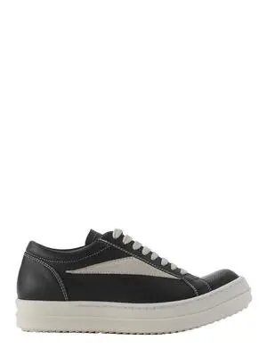 Rick Owens Rick Owens Vintage Suede-Trimmed Leather Sneakers Black