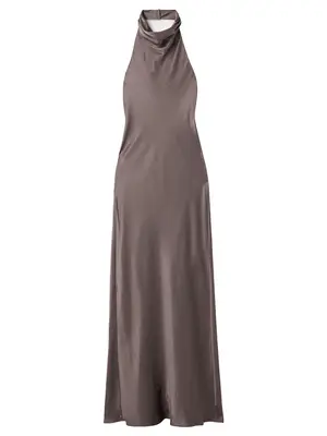ANINE BING Eliana Silk-charmeuse Midi Dress - Brown
