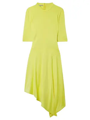 Stella McCartney Asymmetric Draped Stretch-jersey Mini Dress - Yellow