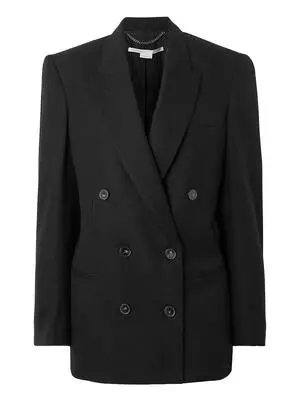 Stella McCartney Double-breasted Grain De Poudre Blazer - Black
