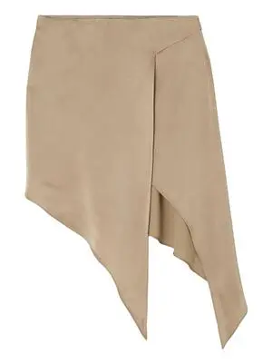 Stella McCartney Asymmetric Satin-crepe Midi Skirt - Mushroom