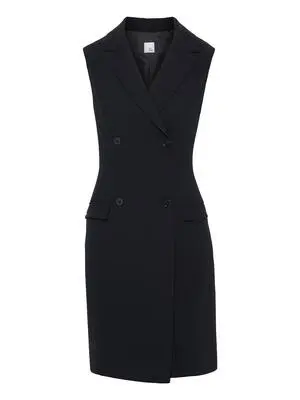 Iris & Ink Laurel Doublebreasted Cady Dress - Black